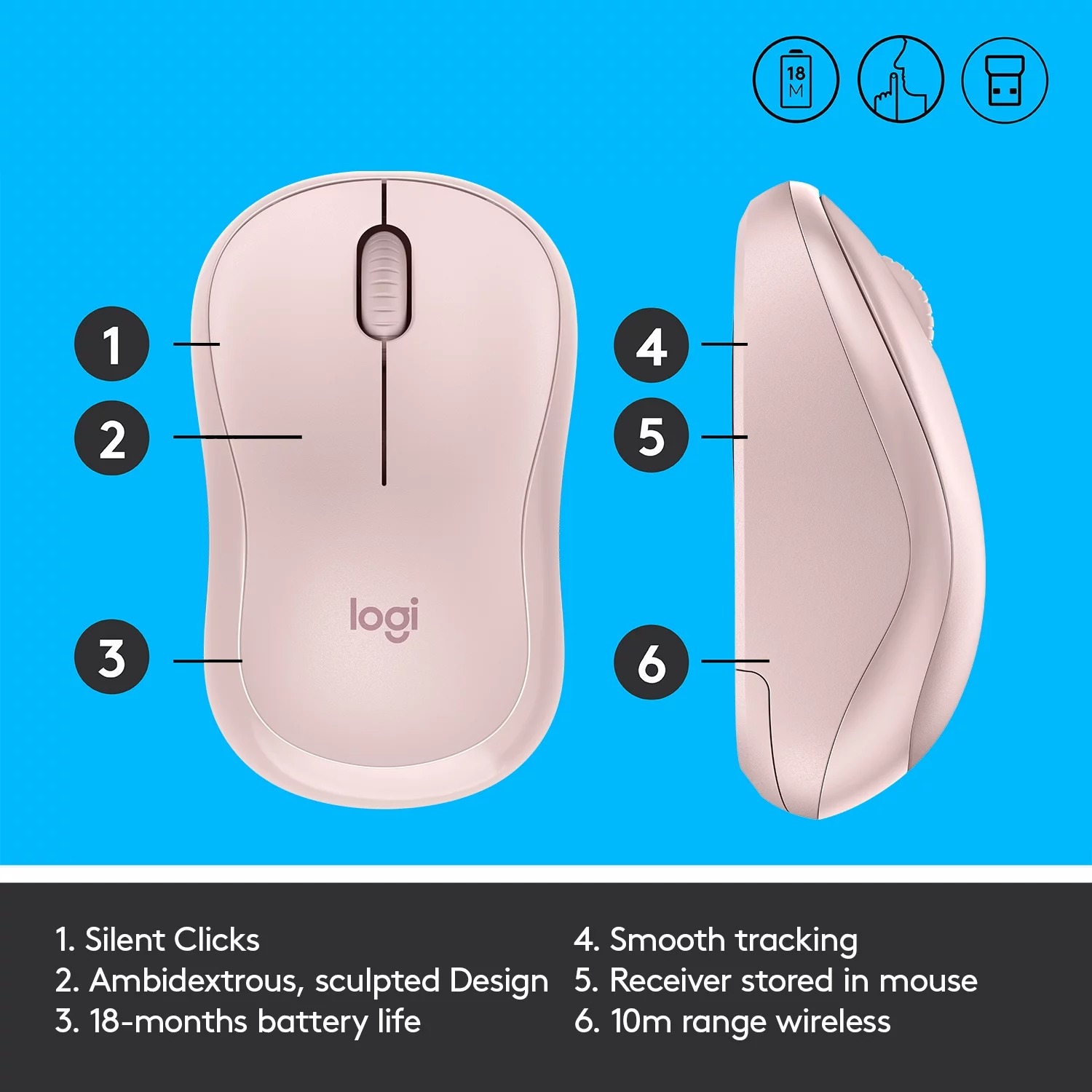 LOGITECH M220 SILENT WIRELESS MOUSE ROSE - 910-006509 - Seasons.lk